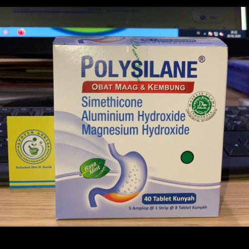 Jual POLYSILANE TAB KUNYAH 1 BOX / DUS / 5 STRIP @8 TABLET OBAT MAAG ...