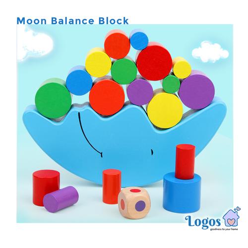 Promo Moon Balance Block Wooden Toy Mainan edukasi anak montessori kayu ...