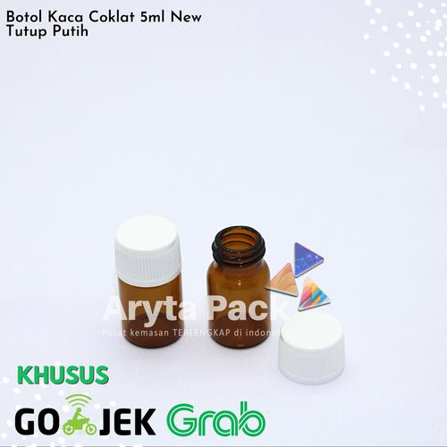 Jual BOTOL KACA COKLAT 5ML TUTUP PUTIH PLASTIK (NEW) - Jakarta Timur ...
