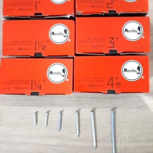 Jual Paku Beton Marabu Sekotak 1 KG FULL Paku Tembok / Paku Cor Putih ...