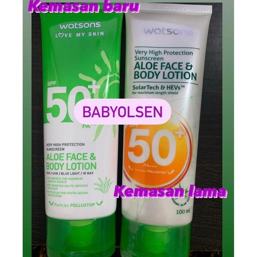 Jual WATSONS SUNSCREEN ALOE FACE & BODY LOTION SPF 50/SUNBLOCK WAJAH ...