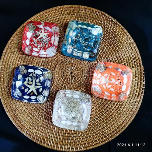 Jual asbak kerang resin biota laut/souvenir asbak/shell ashtray square ...