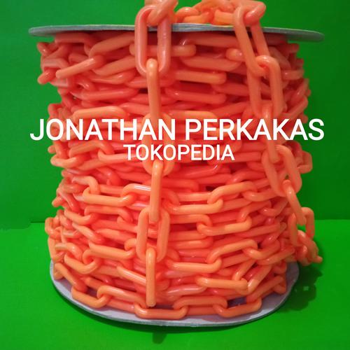 Jual rantai plastik 8mm orange/rantai pvc 8mm orange /rantai talang air ...