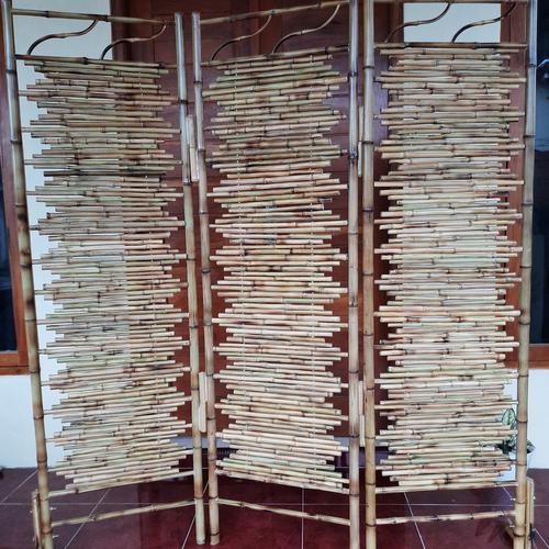 Jual Partisi Ruangan 3 Pintu/Sketsel/Penyekat Ruangan Bambu Ready Stock ...