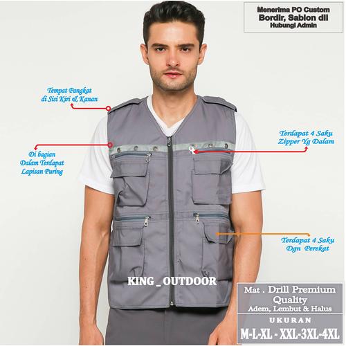 Jual Rompi Lapangan ABU - Vest Rompi Outdoor Pria - Rompi Jurnalis ...