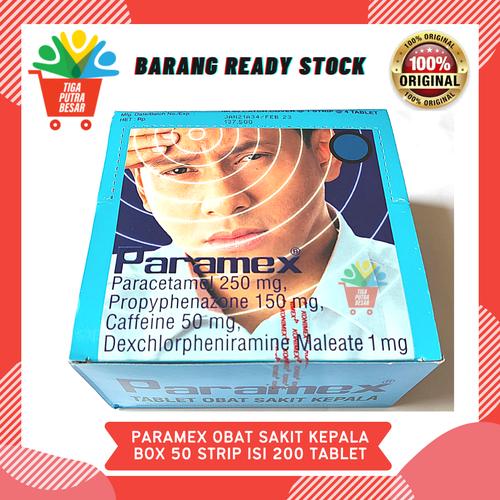 Jual PARAMEX OBAT SAKIT KEPALA PARACETAMOL BOX 50 STRIP ISI 200 TABLET ...