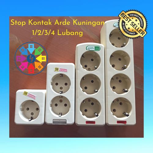 Jual Stop Kontak Arde Kuningan 1/2/3/4 Lubang Colokan Listrik Tanpa ...