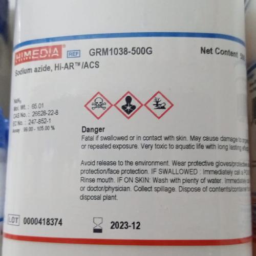 Jual HIMEDIA GRM1038-500G Sodium Azide AR/ACS cap 500 gr - Kab. Bekasi ...