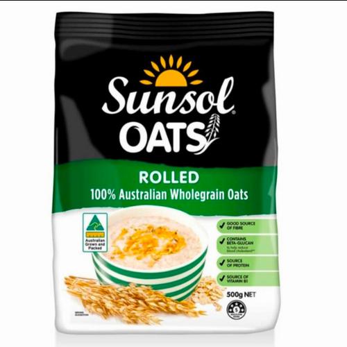 Jual Sunsol Oats Australian Rolled 500gr | 100% Australian Whole Grain ...