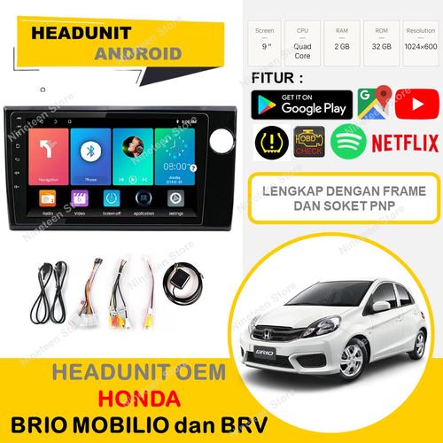 Jual Headunit Android Honda Brio Mobilio dan BRV 9 Inch PNP Frame dan ...