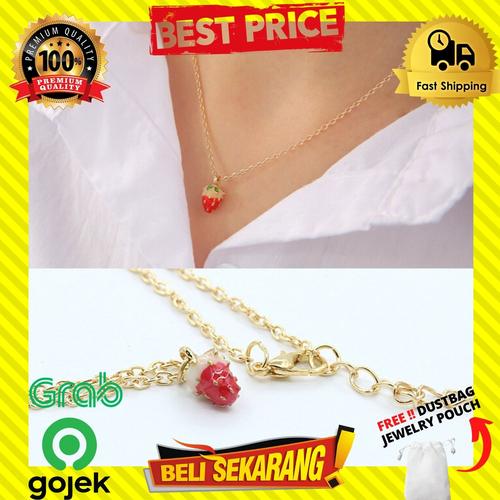 Jual KALUNG RANTAI RUMBAI WANITA LAPIS EMAS LIONTIN STRAWBERRY ORI K238 ...