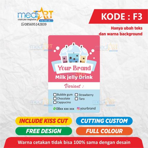 Jual Stiker Label Cutting Botol Minuman Kekinian Vinyl Tahan Air ...