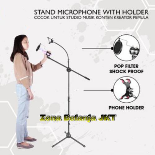 Jual Standing Tiang Mic Microphone Berdiri & Holder Hp Handphone 360 ...