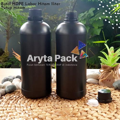 Jual HD881. Botol plastik 1 liter HDPE labor hitam tutup hitam ...