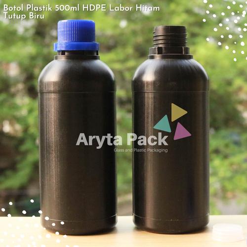 Jual HD1210. Botol plastik 500ml hdpe labor hitam tutup biru - Jakarta ...