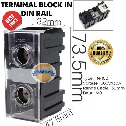 Jual TERMINAL BLOCK DIN RAIL 1 POLE PIN 130A TYPE IN-100 - Jakarta ...