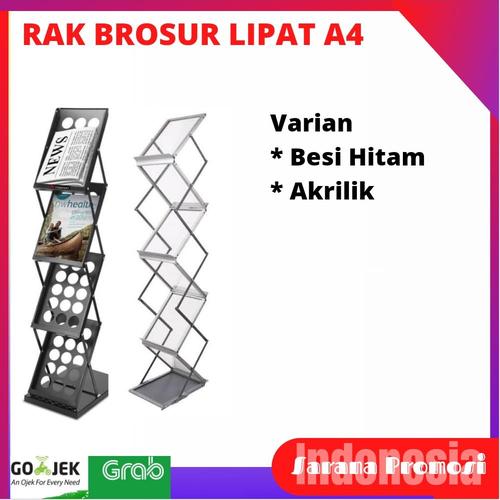 Jual rak brosur lipat 4 susun hitam / rak disply kantor - outlet dll ...