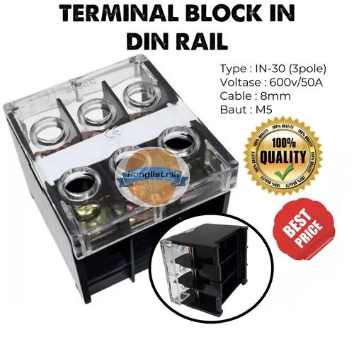 Jual TERMINAL BLOCK DIN RAIL 3 POLE PIN 50A TYPE IN-30 - Jakarta Barat ...