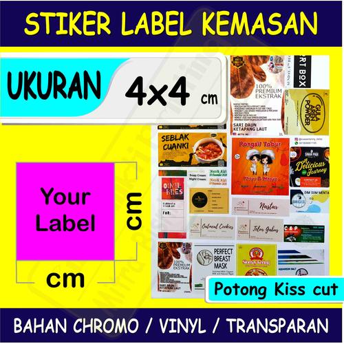 Jual Cetak Label Stiker, 4x4 cm, Chromo / Vinyl / Transparan, Print ...