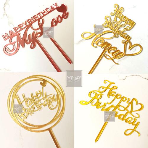 Jual Acrylic Cake Topper Happy Birthday Love Topper Akrilik Kue Ultah ...