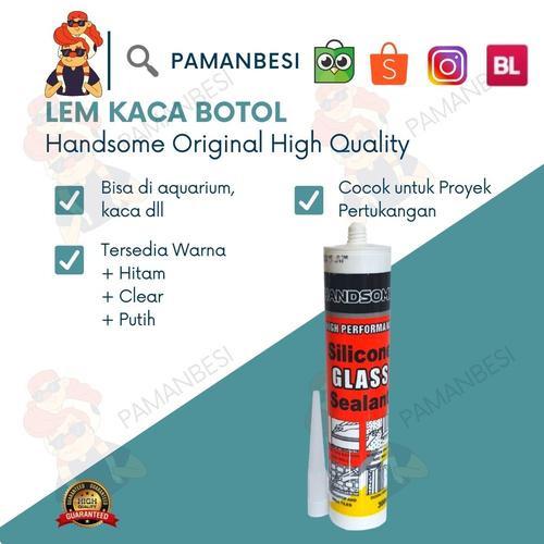Jual Lem Kaca Botol Handsome Black White Clear Sealant Sealan Silikon ...