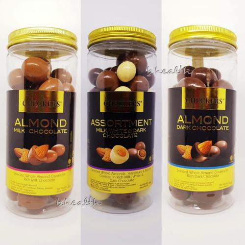 Jual Checkers Chocolate Jar Almond Milk Chocolate Dark Chocolate ...