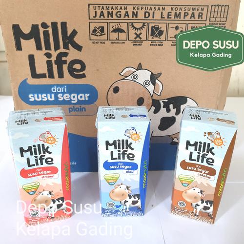 Jual Milk Life UHT 200ml X 24pcs| Vanilla Coklat Strawberry Milklife 200 ml - Chocolate ...