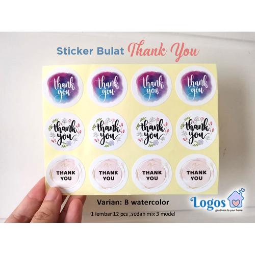 Jual Sticker Bulat Thank you stiker terima kasih packaging hampers gift ...