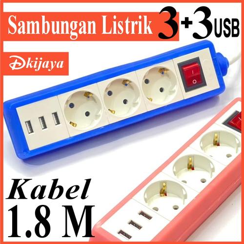 Jual Stop Kontak USB 3 Port Kabel Colokan Listrik 3 Lubang 1.8 Meter - Jakarta Barat - DKIJAYA ...