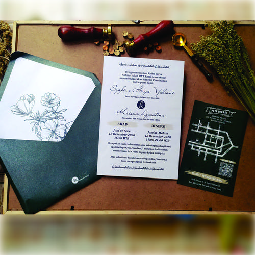 Jual Undangan Hijau Lucu, Amplop + Isi Hardboard + Maps Barcode - Kota ...