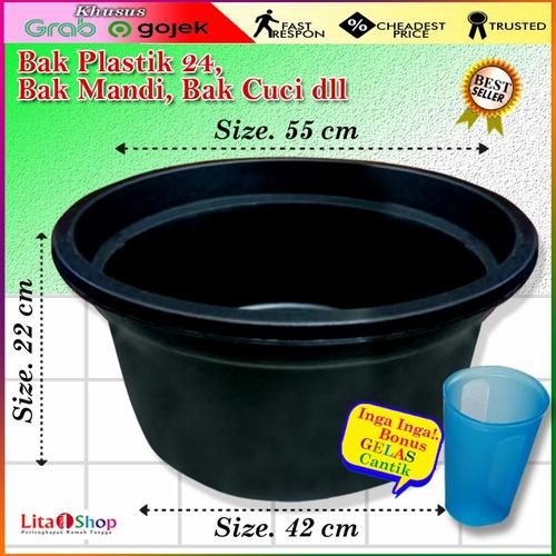Jual Baskom Plastik Besar Diameter 55cm / Ember Plastik / Bak 24 Hitam ...