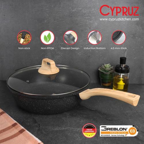 Jual Deep Fry Wok Pan Anti Lengket Induksi Granite Marble Cypruz Tutup Kaca - Jakarta Pusat ...