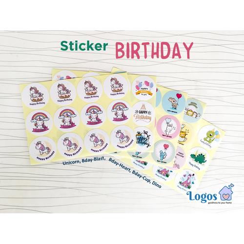 Promo Sticker birthday stiker bulat ulang tahun kado bingkisan hadiah ...