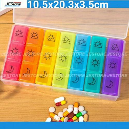 Jual KOTAK VITAMIN 21BOX 7COLOR MEDICINE BOX OBAT TEMPAT KOTAK VITAMIN ...