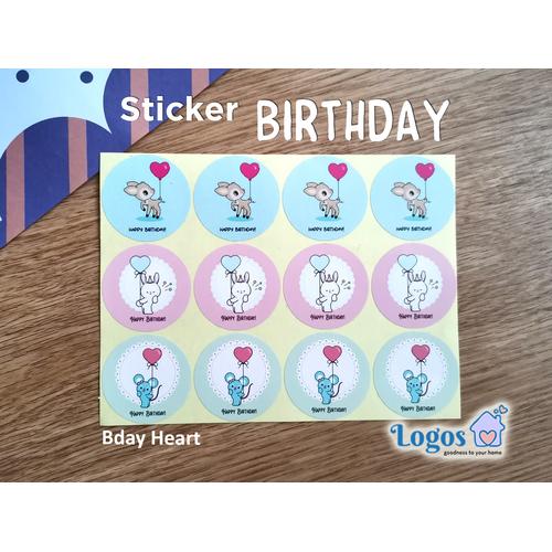 Promo Sticker birthday stiker bulat ulang tahun kado bingkisan hadiah ...