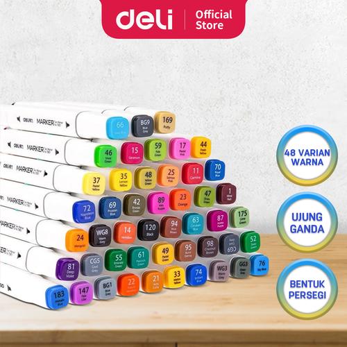 Jual Deli spidol 48warna dengan ujung Tip ganda Desain profesional ...