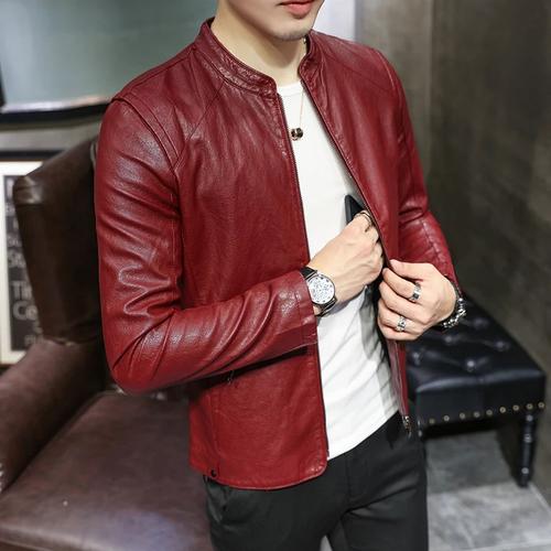 Jual jaket kulit original pria warna merah 100% dari kulit asli domba ...
