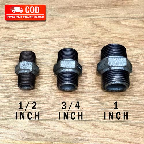 Jual DOUBLE NEPPLE BESI / DOUBLE NEPEL NIPPLE GALVANIS 1/2 - 3/4 -1 ...