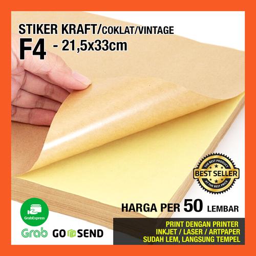 Jual [F4/FOLIO - 21,5x33cm] ISI 50 STIKER / STICKER KRAFT / COKLAT ...