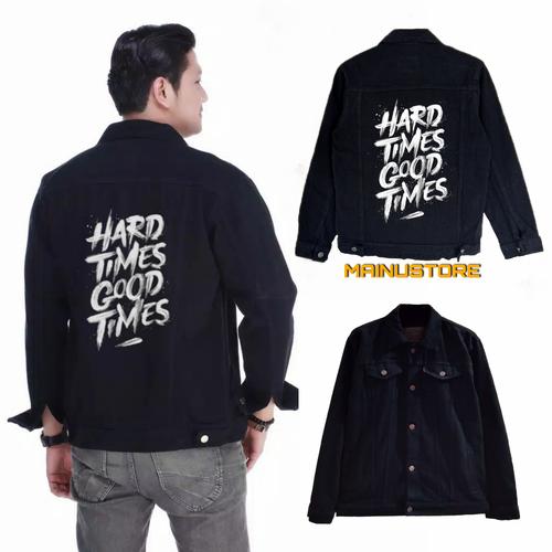 Jual Jaket jeans denim hitam sablon tebal oversize pria keren terbaru ...