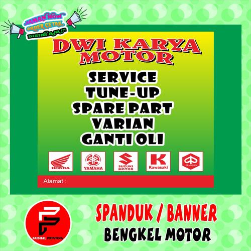 Jual Spanduk / Banner / Backdrop Bengkel Service Motor ukuran 1 x 1 ...