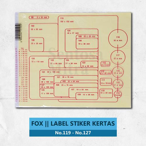 Jual Label Kertas Sticker Fox Self Adhesive Stiker No 119 - 127 - 120 ...