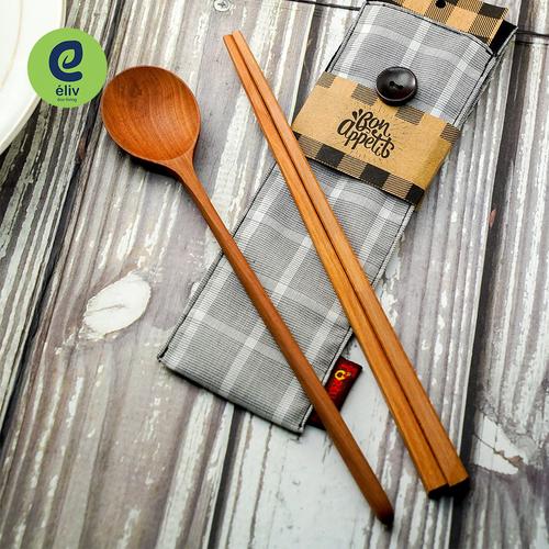 Jual Sujeo Wood Set eLiv Sendok Sumpit Makan Kayu Korea NATURAL ...