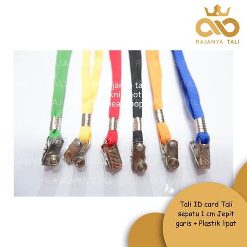 Jual Tali ID card Tali sepatu 1 cm Jepit garis + Plastik lipat - Kuning ...