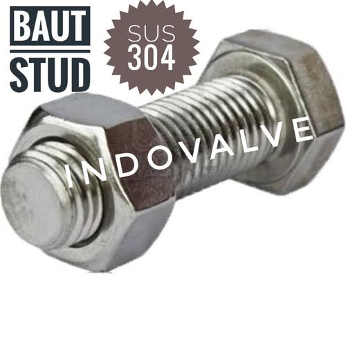 Jual Baut Stud & Nut 1/2" x 250 mm ; SUS 304 ; Baut Stainless 304 ...