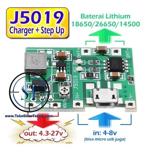Jual J5019 Modul 2in1 Charger + Step Up Adjustable Baterai TP4056 BB ...