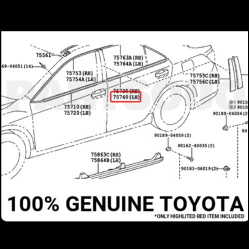 Jual PELIPIT KACA LUAR PINTU BELAKANG KIRI 75740-06150 ORI CAMRY 2012 ...