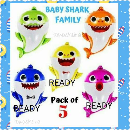 Jual Balon Baby Shark Jumbo Biru Kuning Pink Balon Ikan Hiu Binatang ...