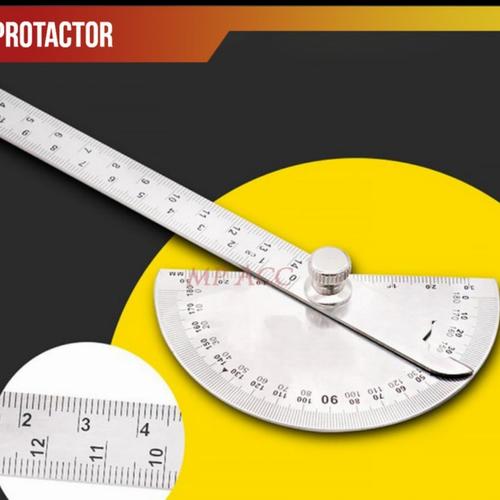 Jual Protractor Penggaris busur Roundhead Measuring Ruler Aluminium 14 ...