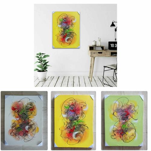 Jual lukisan abstrak motif coretan minimalis - Putih - Kab. Gianyar ...